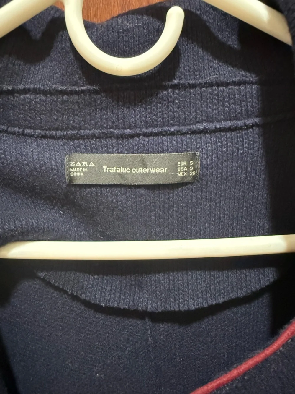 Zara | Sweaters | Zara Navy Doublebreasted Jacket With Red Piping ...
